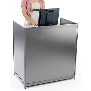 Displays2go, Laminated Registered Stand, Laminated MDF & Aluminum Construction – Silver Finish (JBQCW36)