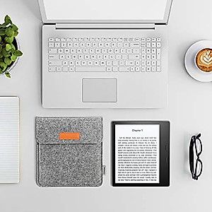 MoKo Sleeve Compatible with Kindle Oasis 2019/2017, Protective Felt Accessories Cover Case Pouch Bag with Dual Pockets Fits 7 Inch Kindle Oasis E-Reader, Light Gray