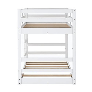 Tidyard Twin Over Twin Bunk Bed with Ladder, Wooden Bed White for Bedroom Dorm Guest Room Home Furniture