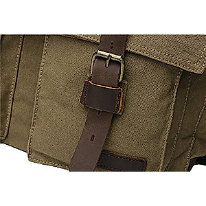 Sechunk Canvas Leather Messenger Bag Shoulder Cross Body Men Military Travel Laptop Camera Purse small-13‘’