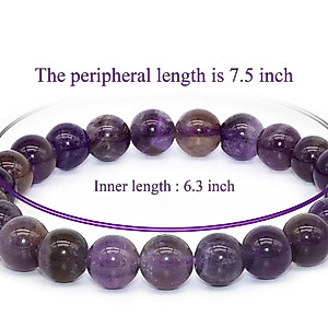 DAZCOLO 8mm Natural Gemstone Stretch Bracelet, Handmade Unisex Crystal Bracelets for Meditation, Yoga, Spiritual Healing & Positive Energy (Dark Amethyst)