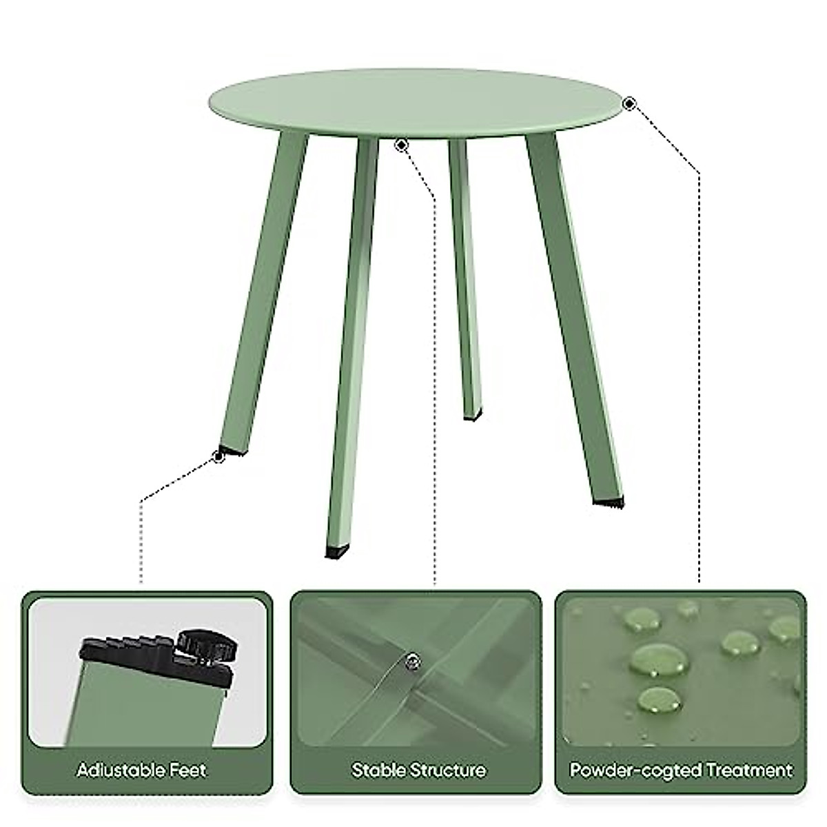 Nalupatio Patio Round Outdoor Coffee Table Side Table Round end Table Weather Resistant Steel Large/Normal Round End Table Outdoor Side Table for Balcony, Porch, Deck, Poolside Yard Garden