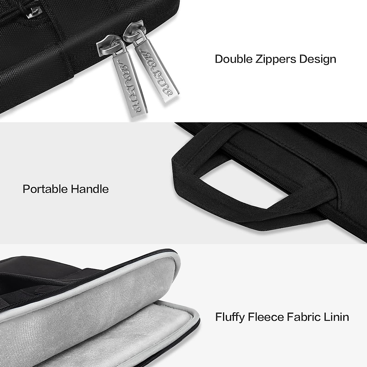 MOSISO Laptop Shoulder Bag Compatible with MacBook Pro 16 inch 2023-2019 M3 A2991 M2 A2780 M1 A2485 A2141/Pro 15 A1398,15-15.6 inch Notebook,Polyester Flapover Briefcase Sleeve Case, Black