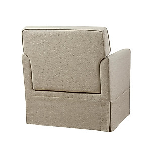 510 DESIGN Modern Accent Chairs for Living Room, Skirted Comfy Reading Armchair, Upholstered Fabric Arm, Back, Solid Wood Leg, Indoor Chairs for Bedrooms Décor, Apartment, Dorm - Light Grey Paula