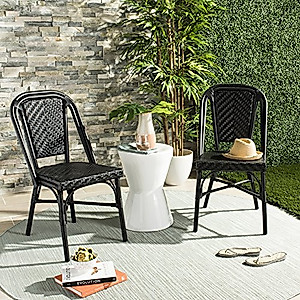 Safavieh PAT4013A-SET2 Outdoor Collection Daria Black Stacking Side Chair