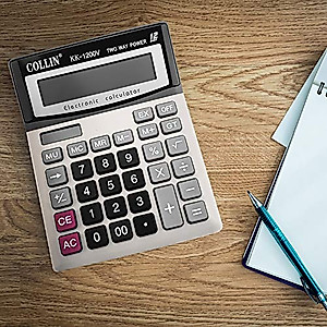 Desk Calculator, 12-Digit Solar Battery Office Calculator with Large LCD Display Big Sensitive Button, Dual Power Desktop Calculators