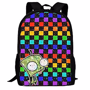 CONPELSON Backpacks Invader Anime Zim Adjustable Laptop Backpack Double Shoulder Bag for Women Men Climbing Shopping Work