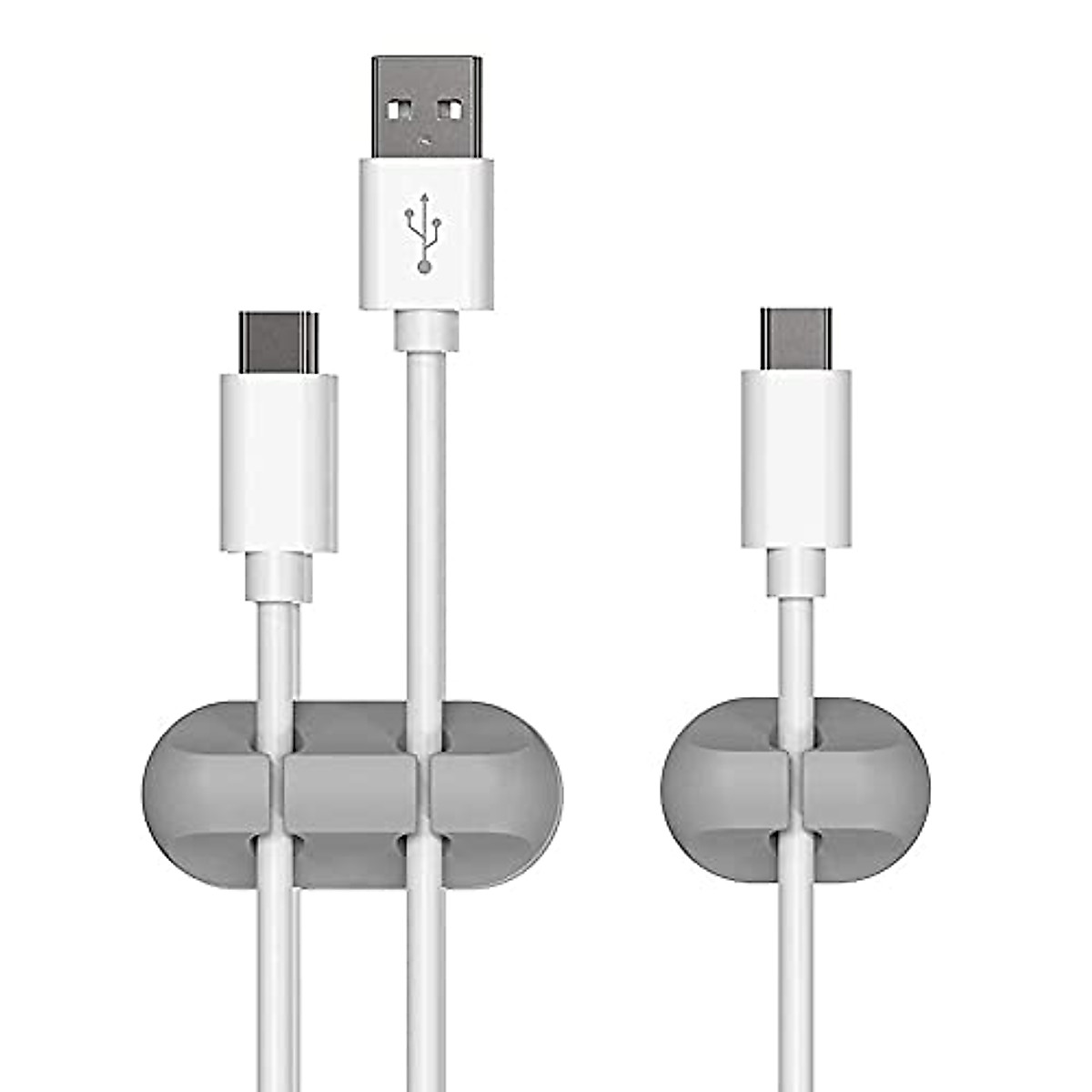 8 Pack Cable Clips Management - Aoviho Adhesive Cord Holder - Cable Organizer, Wire Clips for USB C Cable in-Car Home Office Desk Phone Accessories (Grey)