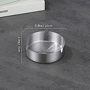 Ashtray Stainless Steel Cigarette Ashtray Ash Tray for Cigarettes 2 Pack (Silver, Large-3.94in)