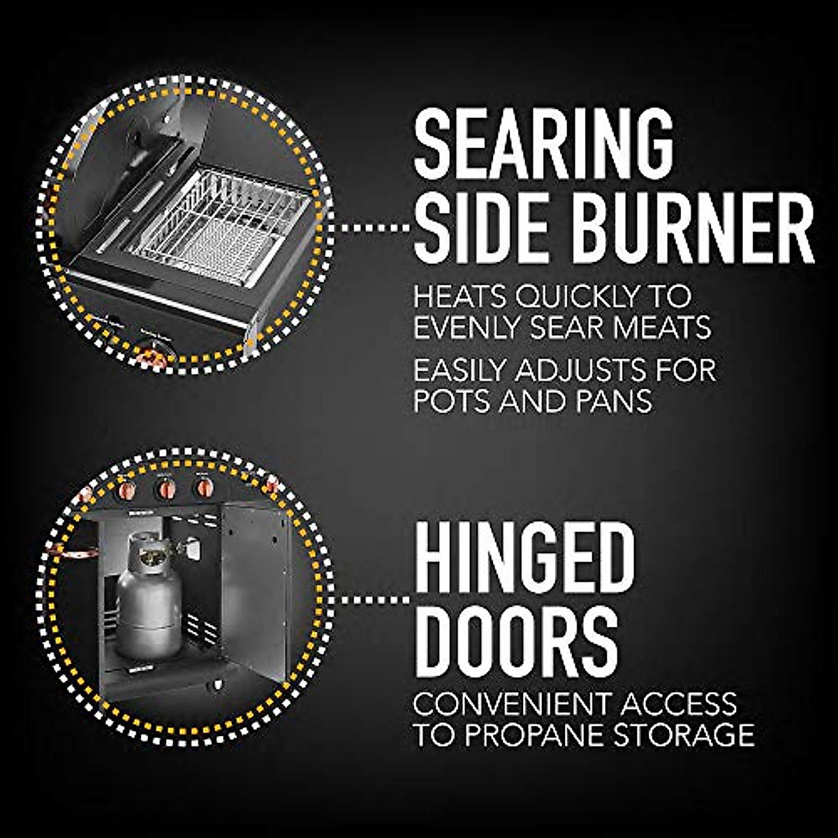 Kenmore PG-A40409S0LB-2 4 Burner Cabinet Style Propane Gas BBQ Grill with Searing Side Burner, 52000 Total BTU, Black and Copper