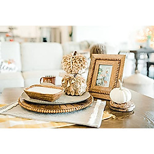 Mud Pie Beaded Carved Lazy Susan, 16" dia, Brown