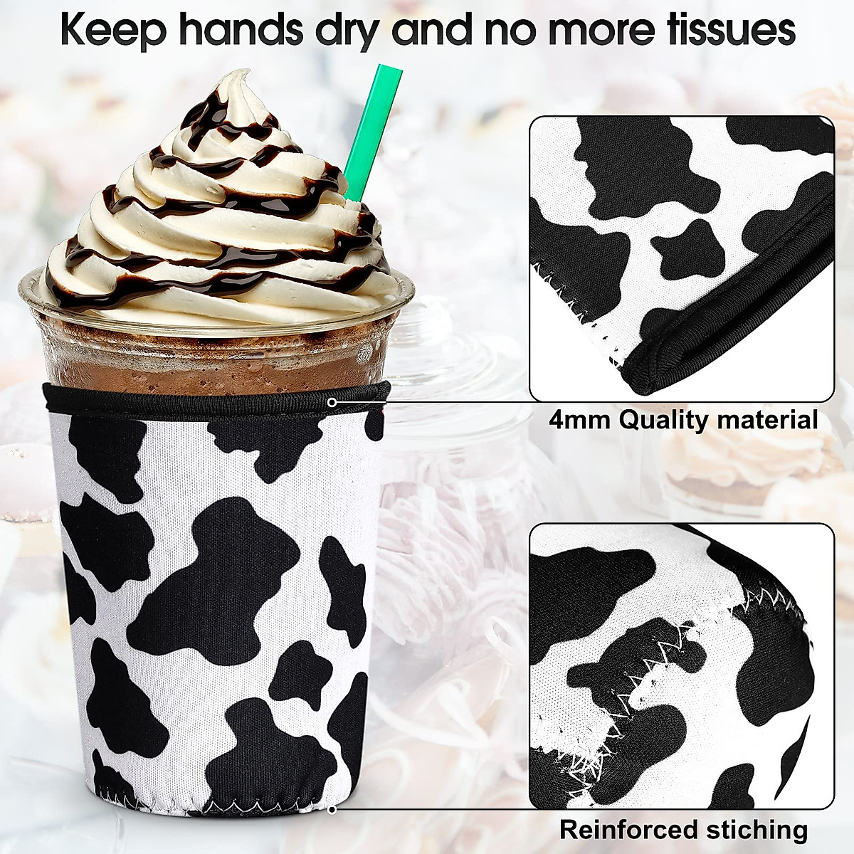 20 Pcs Reusable Iced Coffee Sleeve Neoprene Insulator Cup Sleeve for Cold Beverages Cups Neoprene Holder for Cold and Hot Drinks Fits Coffee Cups (30-32oz, Large)