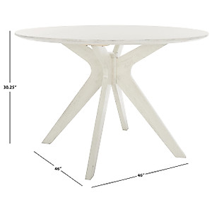 SAFAVIEH Couture Collection Carolee Farmhouse White Washed 46-inch Round Dining Table