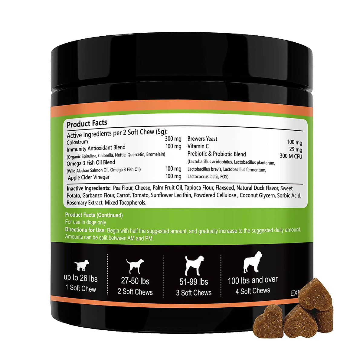 Chews Pawsitive Allergy + Immune Chews for Dogs - Dog Supplements for Itchy Skin and Seasonal Allergy Relief- Natural Dog Immune Support- Digestive Health Probiotics - 120ct