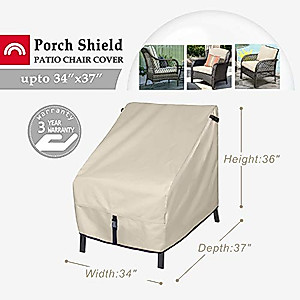 Porch Shield Patio Chair Covers - Waterproof Outdoor Lounge Deep Seat Adirondack Chair Cover 2 Pack - 34W x 37D x 36H inch, Beige