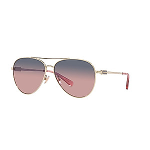 Coach HC7140 Sunglasses, Shiny Light Gold/Plum Purple Scarlet Gradient, 61 mm