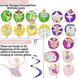 20Pcs Fairy Hanging Swirls Fairy Hanging Decoration for Birthday Party for Girls Fairy Birthday Party Supplies Fairy Baby Shower Decorations Wedding Bridal Shower Supplies