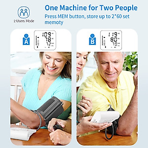 Upper Arm Blood Pressure Monitor with Cuff 8.7"-16.5" Automatic BP Meter Machine Two Users Mode Digital Wide-Range Large Cuff Blood Pressure Monitors for Home use Blood Pressure Machine Famidoc