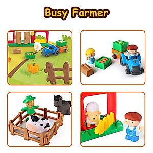 iPlay, iLearn Toddler Large Farm House Toys Set W/ Animal Figures, Tractors, Barn, Farmer People & Fence, Kids Imaginative Pretend Play W/ Animals Sound, Birthday Gift for 2 3 4 5 6 Year Old Boy Girl