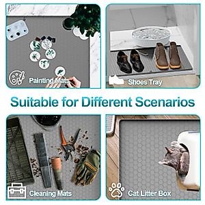 UEAKPIC Under Sink Mat 34" x 22", Waterproof Silicone Undersink Mat for Kitchen, Bathroom, Cabinet Protector Fits 36'' Standard Cabinets, Under Sink Tray Liner Up to 2.2 Gallons Liquid (Gray)