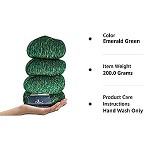 KnitPal Cotton Alpaca Tweed, 3 DK, Light Worsted Yarn Pack of 4 (588yds/200g), Super Soft Fluffy Multicolor Blend for Knitting and Crocheting Hats, Shawls, Garments, Blankets (Emerald Green)