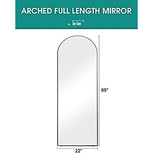 TinyTimes 65''x22'' Arched Full Length Mirror, Floor Mirror with Stand, Full Body Mirror, Arched Wall Mirror, Modern & Contemporary Full Length Mirror with Wood Frame - Black