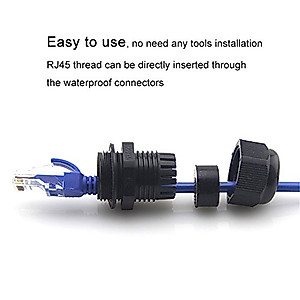 VizGiz 2 Pack Waterproof RJ45 Coupler IP68 Shielded Ethernet Connector Female to Female CAT6 CAT5E CAT5 Cable Extender Adapter for Outside Security Camera LAN Network CCTV Bullet Cam Surveillance