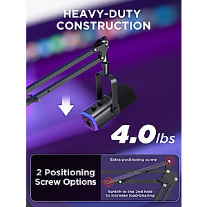 InnoGear Microphone Stand Mic Boom Arm for Blue Yeti HyperX QuadCast S SoloCast Snowball Fifine K669B and other Mic, with Shock Mount Windscreen Pop Filter Mic Clip Holder Cable Ties, Large