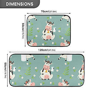 MCHIVER Farm Cow Kitchen Rugs Set Anti Fatigue Kitchen Mat 2 Pieces for Floor Non-Slip Cushioned Runner Rug Standing Mat for Kitchen Bedroom Bathroom Home Decor