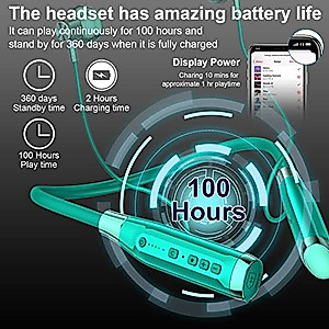 EEAABBR Wireless Neckband Headphones with TF Card Slot 100 Hours Playtime Bluetooth Neckband Earbuds Built-in Noise Cancelling Mic IPX5 Waterproof Two Ways in-Ear Earphones for Sports,Cycling,E-Books