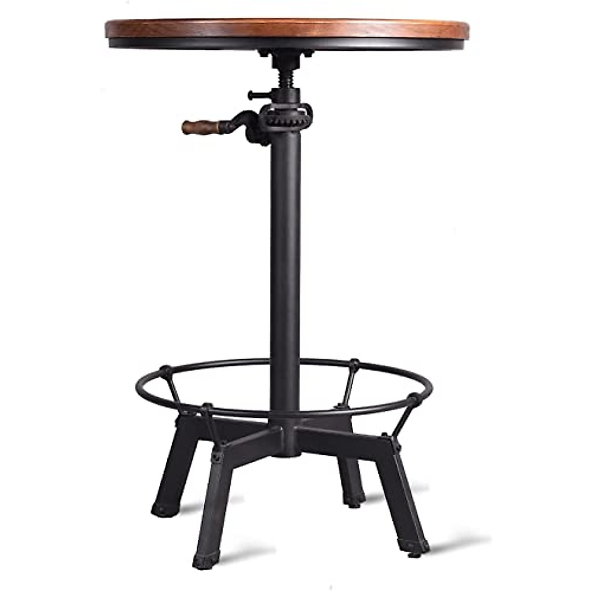 FUBIRUO 3 Piece Industrial Adjustable Bar Table Set, Kitchen Counter Height Dining Table with 2 Stools,Machinist Bar Table and Chairs Set, Bar Height Bistro Table and Swivel Pub Stools Pub Table Set