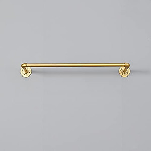 WJJAYY Industrial Pipe Clothing Rack Wall Mounted,Vintage Retail Garment Rack Display Rack Cloths Rack,Metal Commercial Clothes Racks for Hanging Clothes,Iron Clothing Rod Laundry Room (31in, Gold)