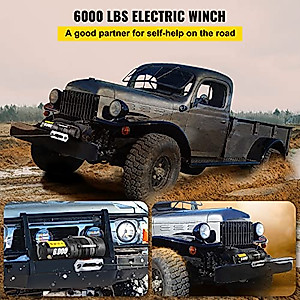 VEVOR Electric Winch 6000lb Load Capacity Truck Winch Synthetic Rope with Wireless Remote Control, Powerful Motor for ATV UTV Off Road Trailer