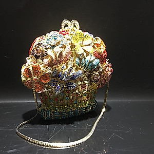 ZLXDP Basket Shape Diamond Lady Clutch Purses and Handbags for Women Hollow Out Evening Party Dinner Bag