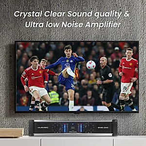 MUSYSIC 2 Channel Power Amplifier Distortion Free and Clear Sound - Professional 2U Chassis Rack Mount Amplifiers for DJs/Experts/Events w/ATR Technology/XLR and 1/4 Inch Inputs - 2000Watts