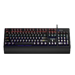 E-YOOSO Mechanical Keyboard, Mechanical Gaming Keyboard with Blue Switches, 104 Keys, Wired Keyboard Mechanical with Rainbow Backlit & RGB LED Side Light, Clicky Keyboard for Windows, Gaming, PC