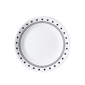 Corelle Vitrelle 18-Piece Service for 6 Dinnerware Set, Triple Layer Glass and Chip Resistant, Lightweight Round Plates and Bowls Set, City Block