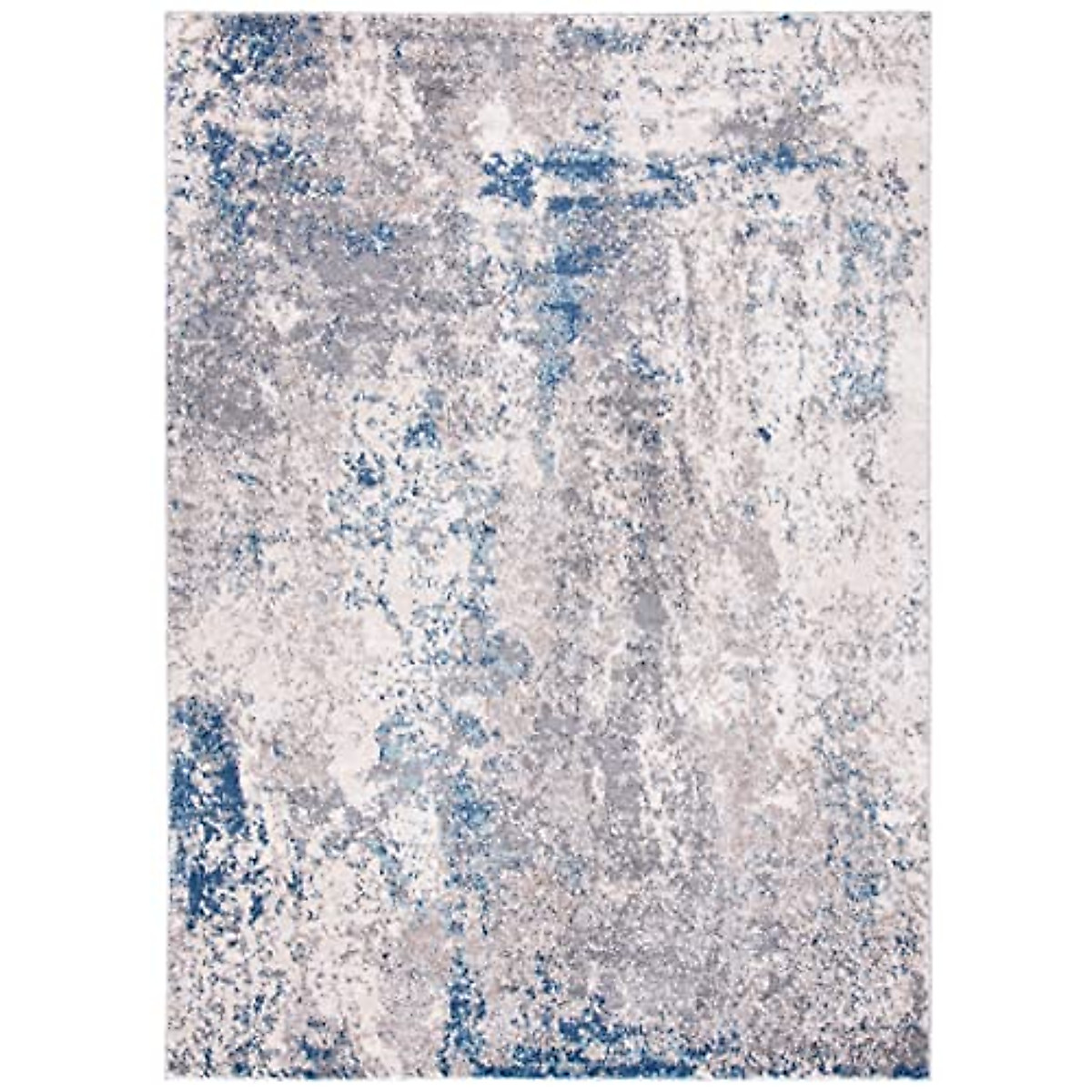 SAFAVIEH Aston Collection 3' x 5' Grey / Navy ASN718F Modern Abstract Non-Shedding Living Room Bedroom Accent Rug
