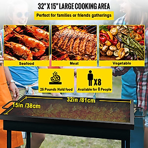 VEVOR Rectangle Fire Pit Grate,32-inch Fire Pit Grill Grate, X-Marks Rectangle Grill Grate, Black Steel Fire Grate, Fire Pit Cooking Grate with Handles, Fire Grill Grate for Fire Pit, Campfire