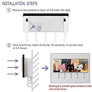 Funny Cats Funny Cartoon Grey Yellow Hooks Wall Mounted, Self Adhesive Towel Key Hook up, Coat and Hat Hook Rack, 7 Inches Durable Hanger Hooks