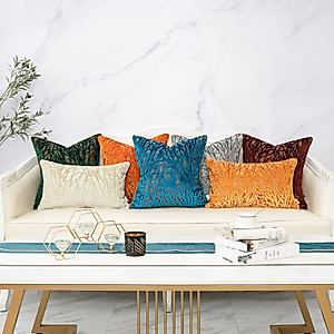 Yangest Grey Throw Pillow Cover Velvet Cushion Cover Branches Rectangular Pillowcase for Sofa Couch Bedroom Living Room, 12x20 Inch