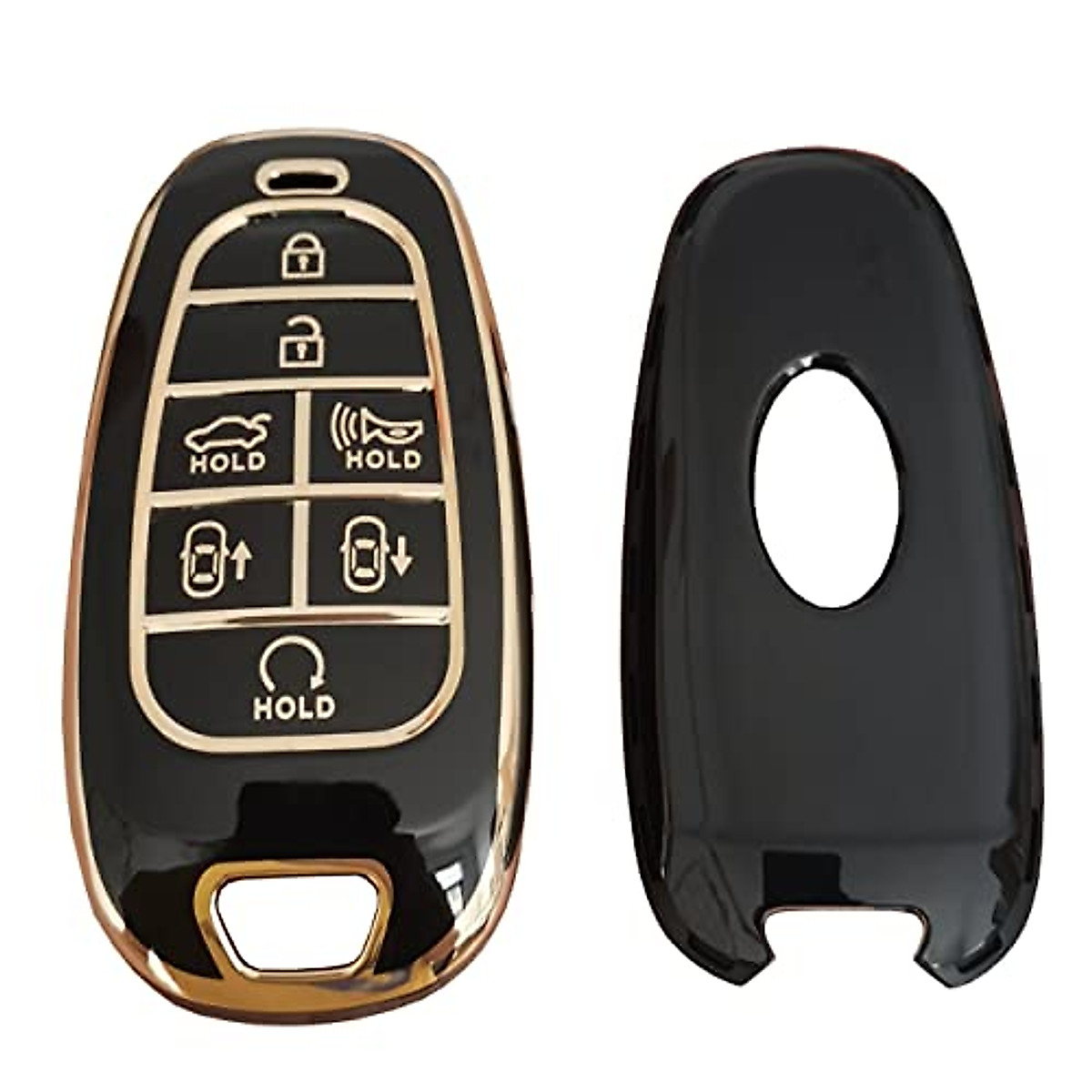 BINOWEN for Hyundai Key Fob Case Cover, TPU Key Fob Shell Protector Case Keyless Remote Smart Key Holder Fits for Hyundai Sonata Santa fe Tucson (Black)