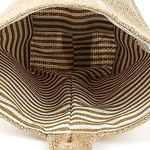 WDONAY Round Storage Bag, Dot and Stripe Organizer, 3 Combination Wall Organizers, Cotton Linen, Blue and Yellow, 3 Pcs(with Transparent Hook)