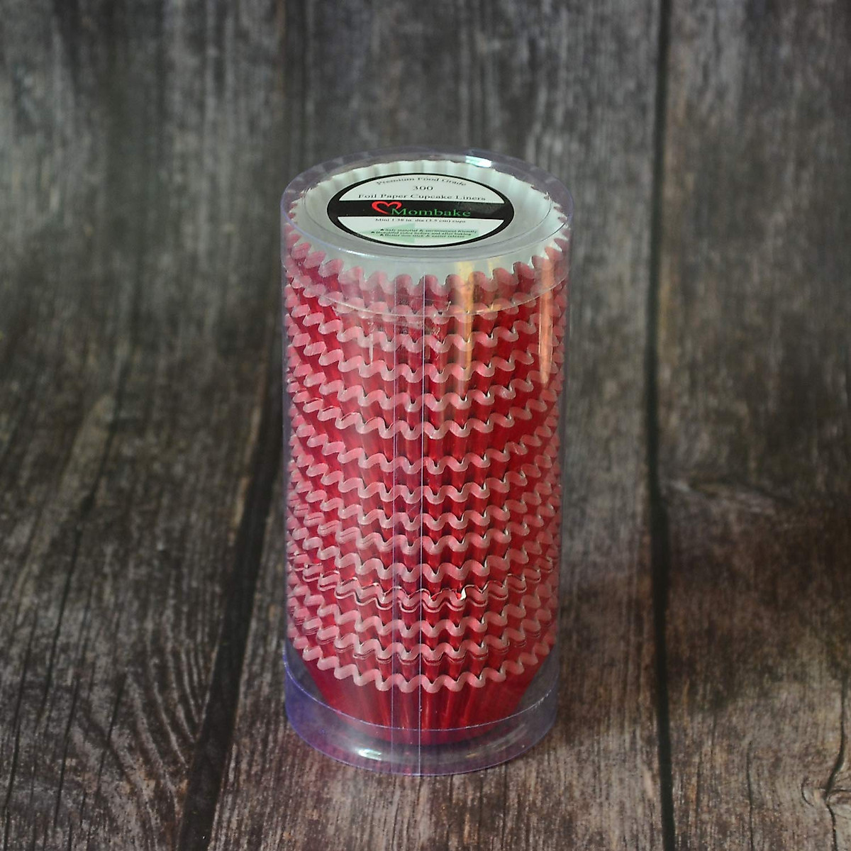 Mombake Mini Red Foil Cupcake Liners Muffin Baking Cups for Party and More, 300-Count