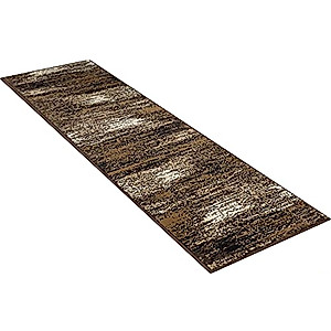 Champion Rugs Modern Contemporary Brush Brown Mocha Area Rug (2 Feet X 7 Feet Runner)