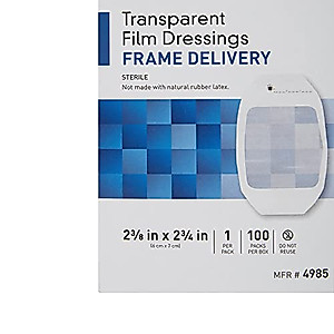 McKesson Transparent Film Dressing, Sterile, Frame Delivery, 2 3/8 in x 2 3/4 in, 100 Count, 1 Pack