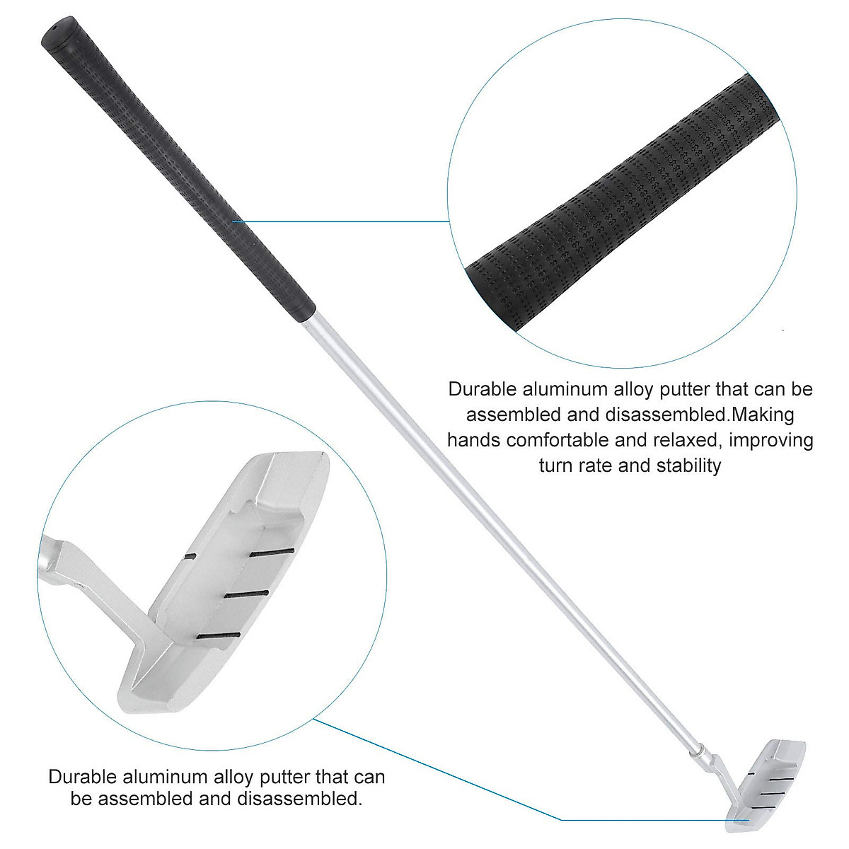 Dilwe Putter, 3Section Aluminium Alloy Foldable Putter for Learner Beginner Handed Putter Accessory