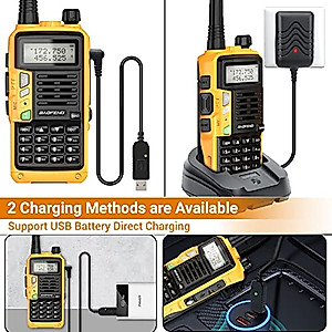BaoFeng UV-S9 Plus(Upgrade of UV-5R) 8-Watt 2200mAh Larger Battery with USB Charger Cable Rechargeable long rang VHF UHF Dual Band Amateur Ham Two Way Radio(Orange)