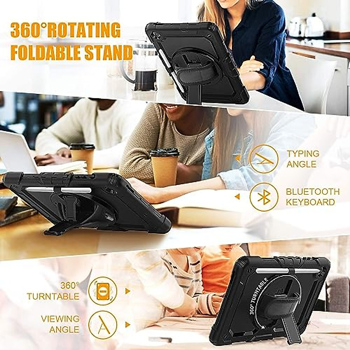 Herize S6 Lite Case 2024/2022/2020 with Screen Protector Pen Holder | Heavy Duty Shockproof Protective Cover W/Shoulder Strap