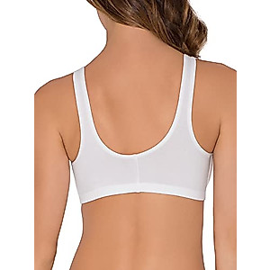 Fruit of the Loom womens Front Closure Cotton Sports Bra, Black/White/Heather Grey 3-pack, 36 US